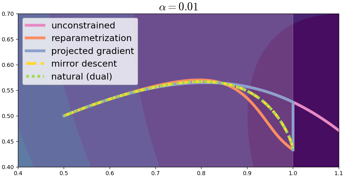 Optimizing With Constraints Reparametrization And Geometry